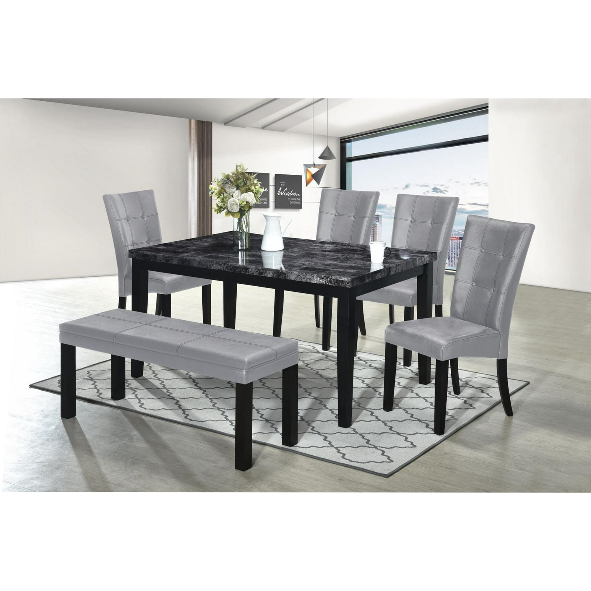 Click here for Aerys Winsor 6 Pcs Soildwood Dining Table Set With... prices