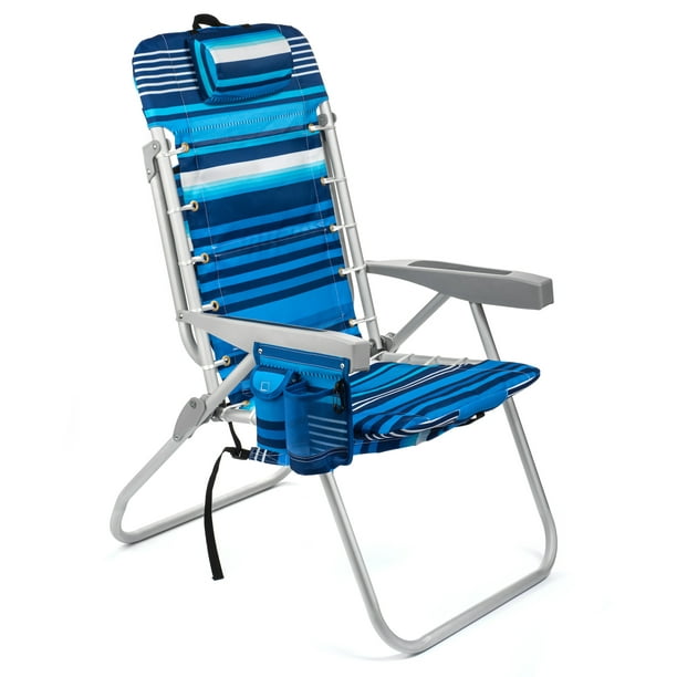 (Tall Chair) Homevative Folding Backpack High Beach Chair, Towel bar ...
