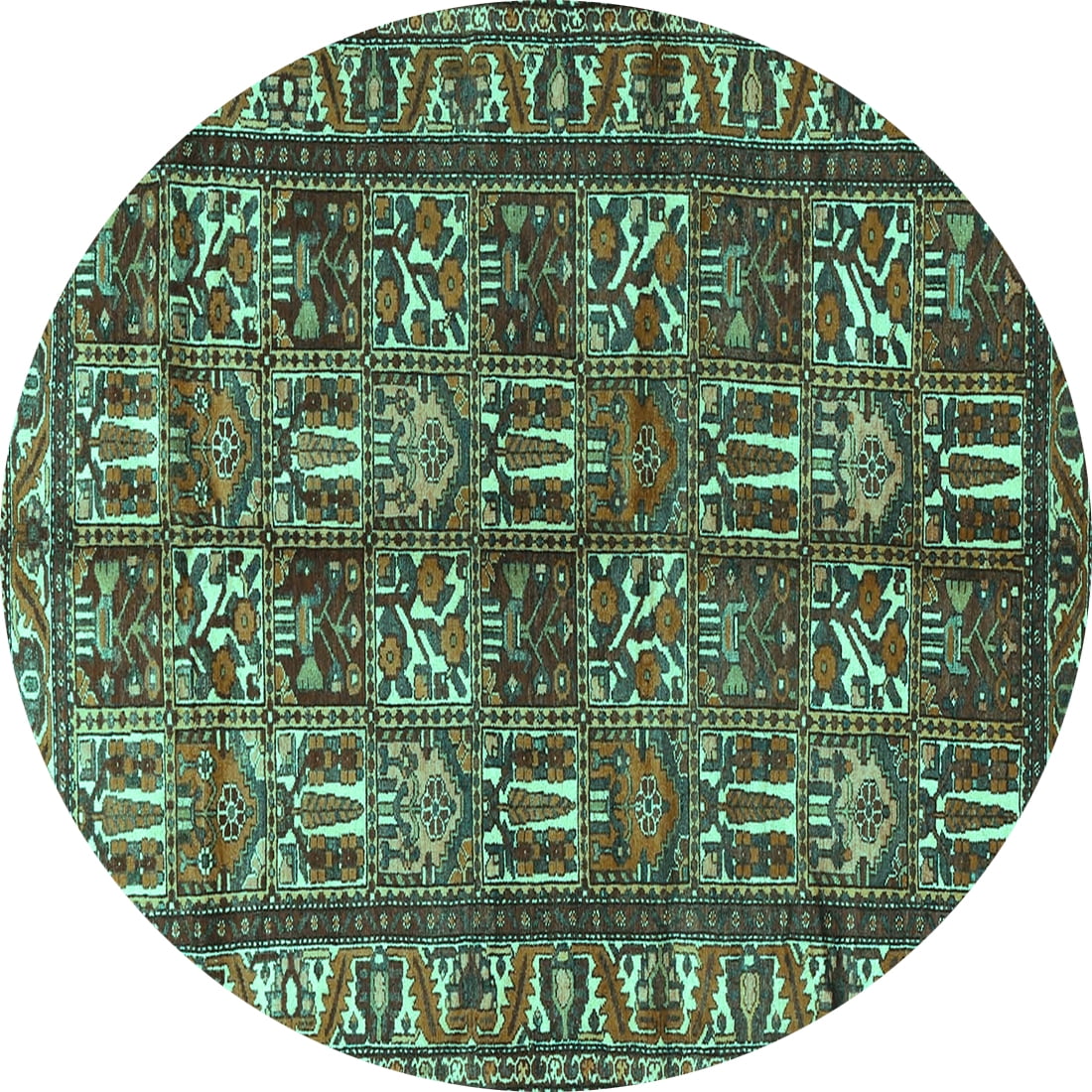 Ahgly Company Indoor Round Persian Turquoise Blue Traditional Area Rugs ...