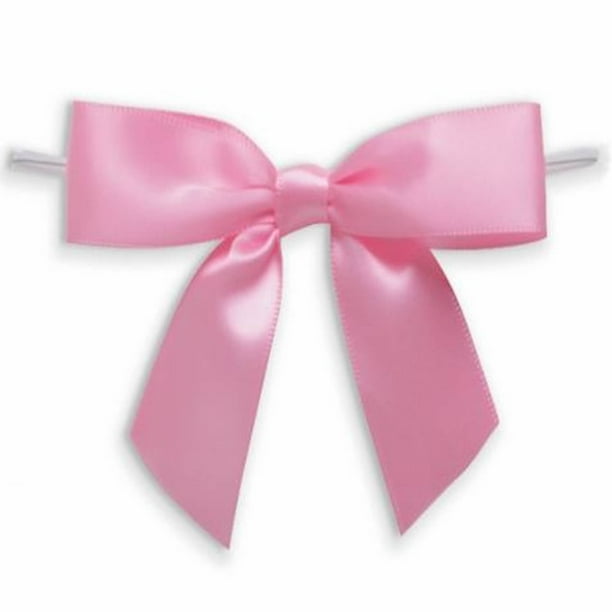 Weststone 50pcs Satin Pink Bows 3 1/2" Span x 2" Tail, Ribbon Width 1 ...
