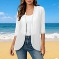 3/4 Sleeve Cardigan for Women Solid Color Kimono Cardigan Open Front ...