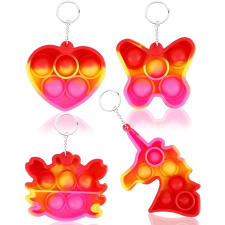 IGUOHAO 4Packs Mini Keychain Pop Bubble Popitz Simple Dimple Fidget ...