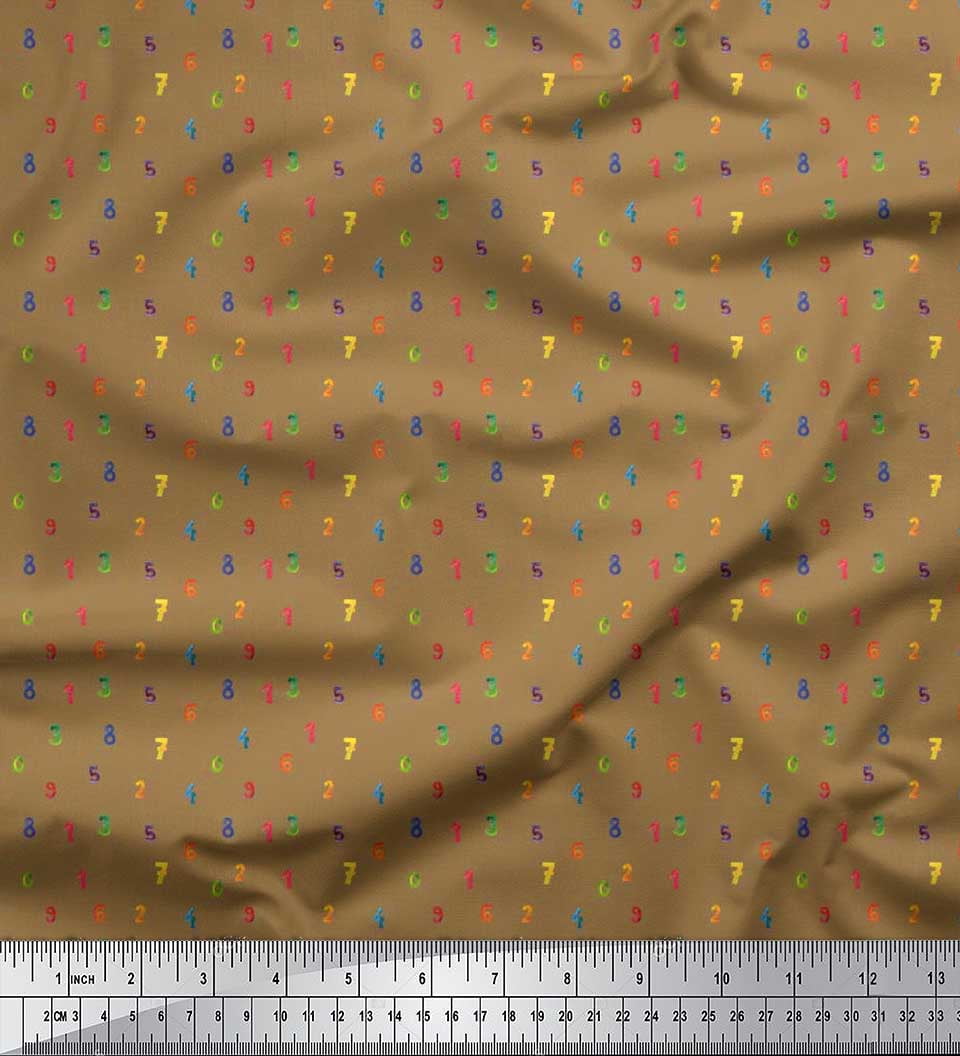 Soimoi Japan Crepe Satin Fabric Numbers Geometric Printed Fabric 1 Yard ...