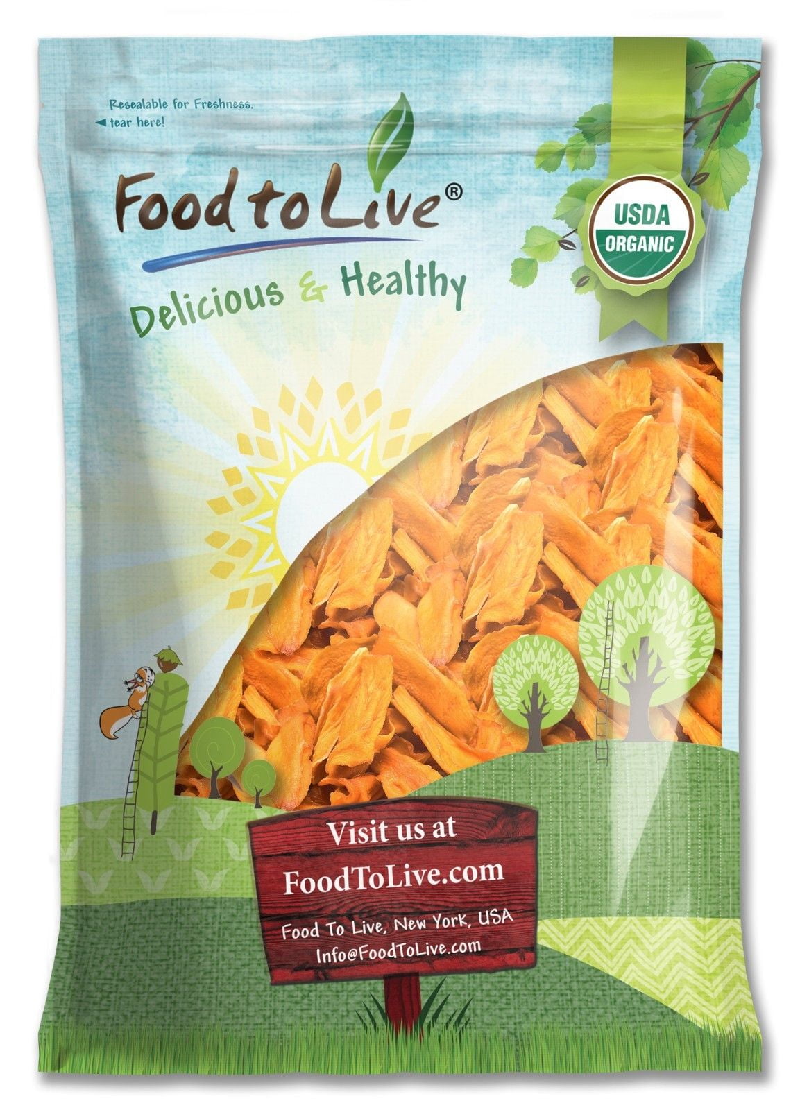 Food To Live Â® Organic Mango Cheeks (Dried, Non-GMO, Unsulphured ...