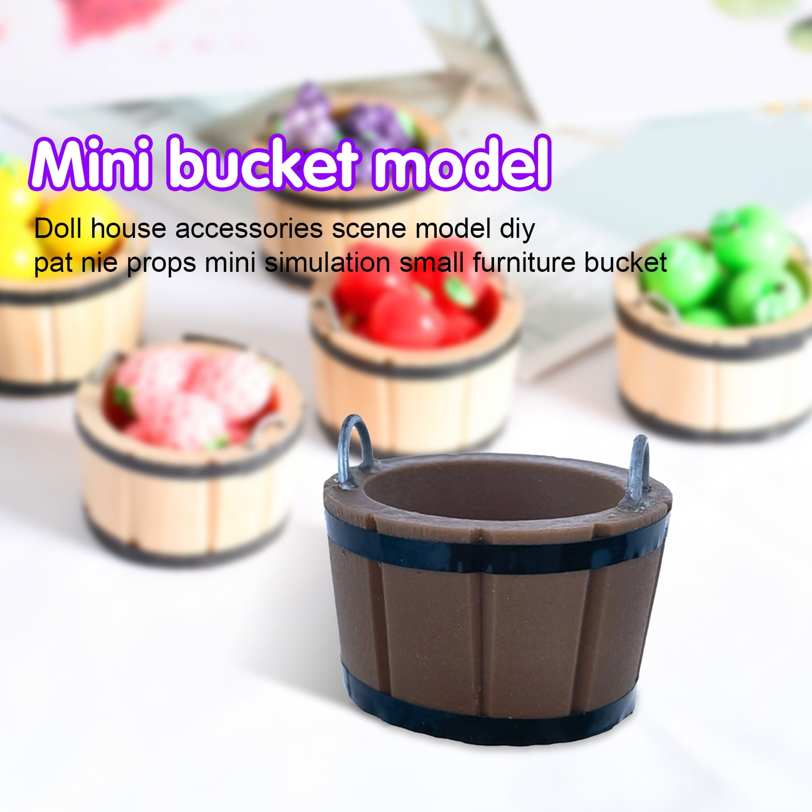 Biplut Dollhouse Bucket Realistic Burr Free Decorative Plastic Vintage ...