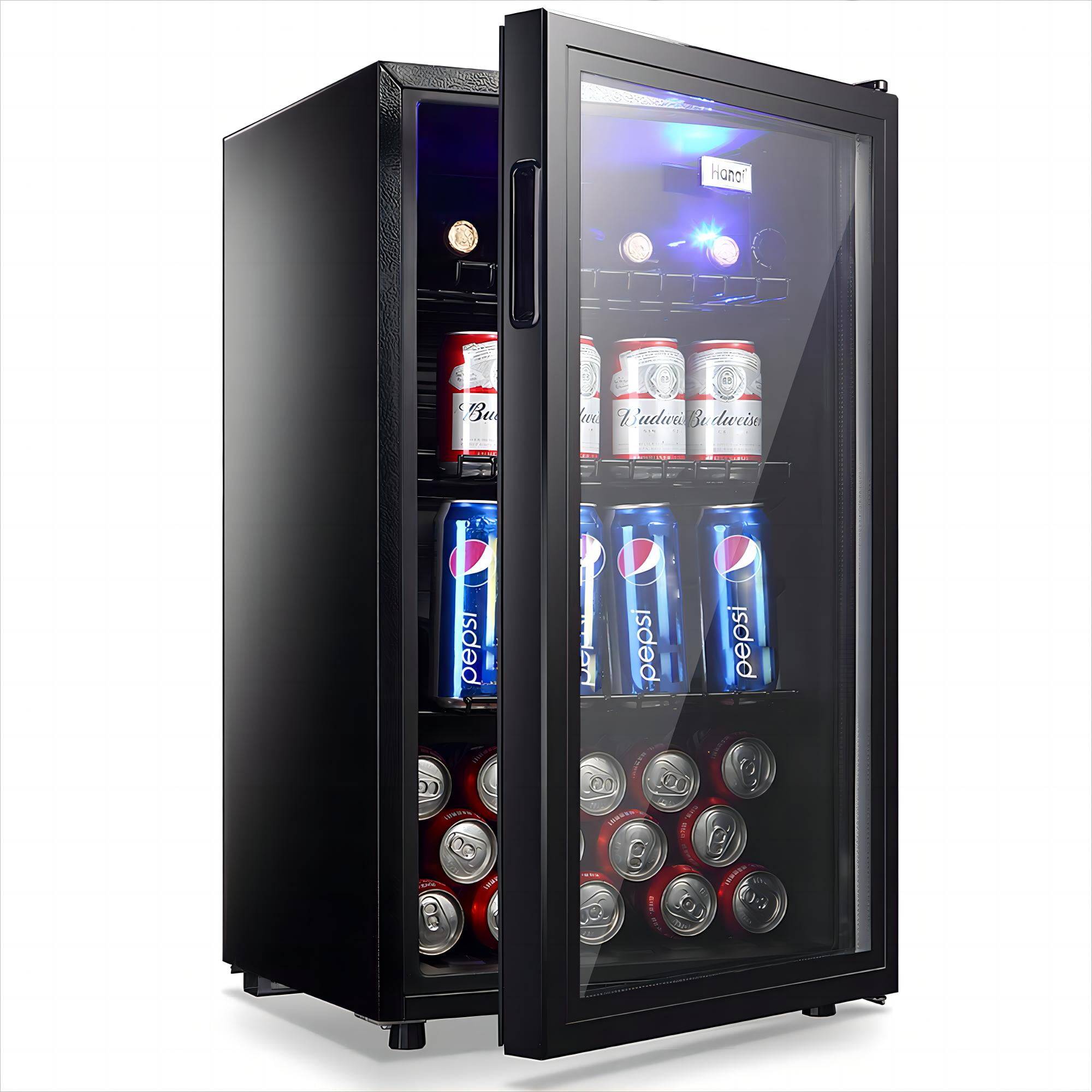 WANAI 120 Can Beverage Fridge & Cooler Small Mini Fridge Glass Door for ...
