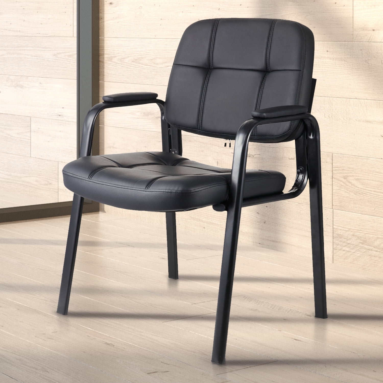 CLATINA Waiting Room Guest Chair with Bonded Leather Padded Arm Rest ...