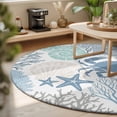 Blue Ocean Crab Area Rugs 4' (Round) Nautical Sea Watercolor Teal ...