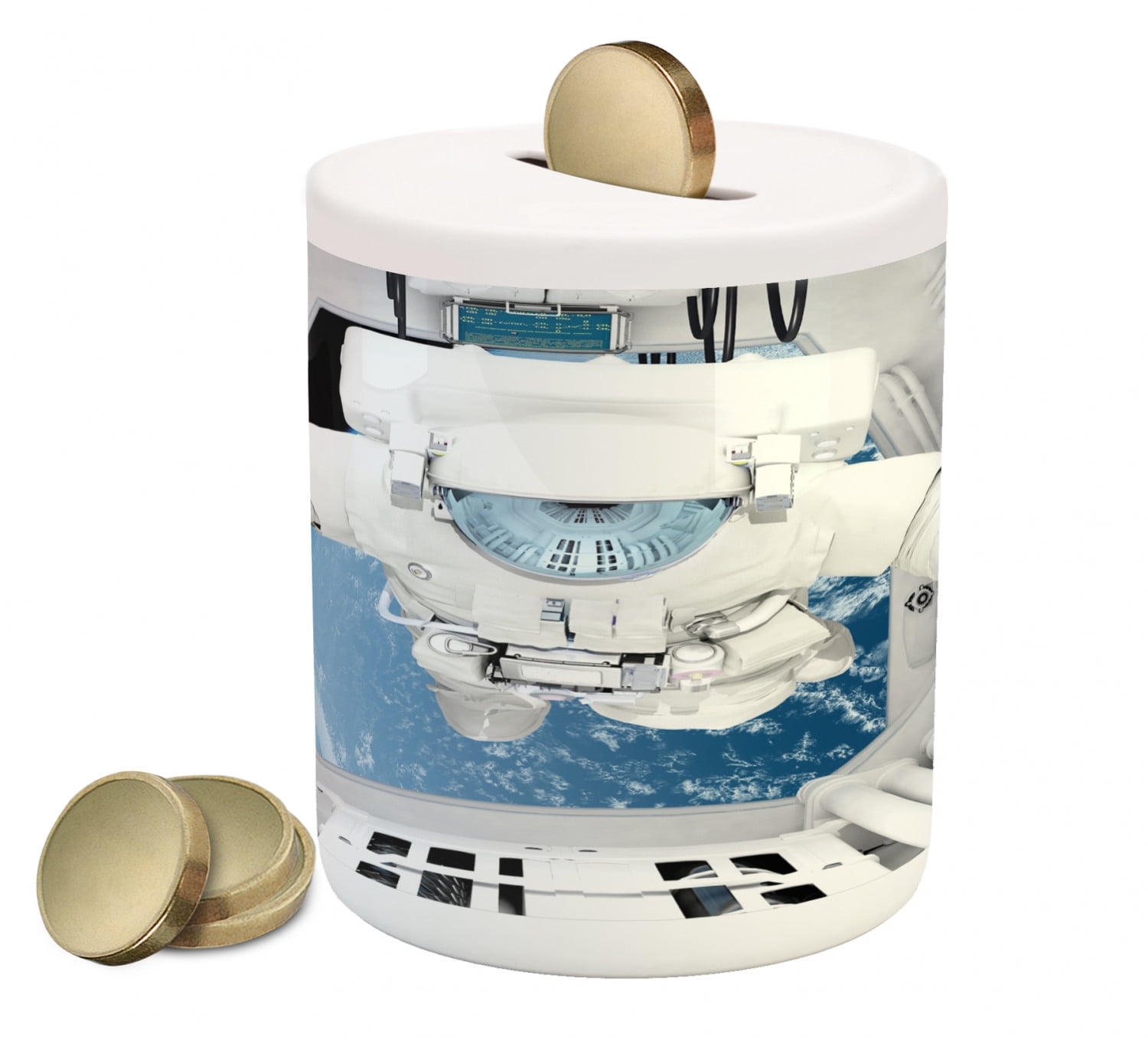Outer Space Piggy Bank, Astronaut Inside Spaceship Cosmic Journey ...