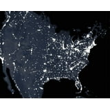 United States of America Map Light up Cities at Night from Space ...
