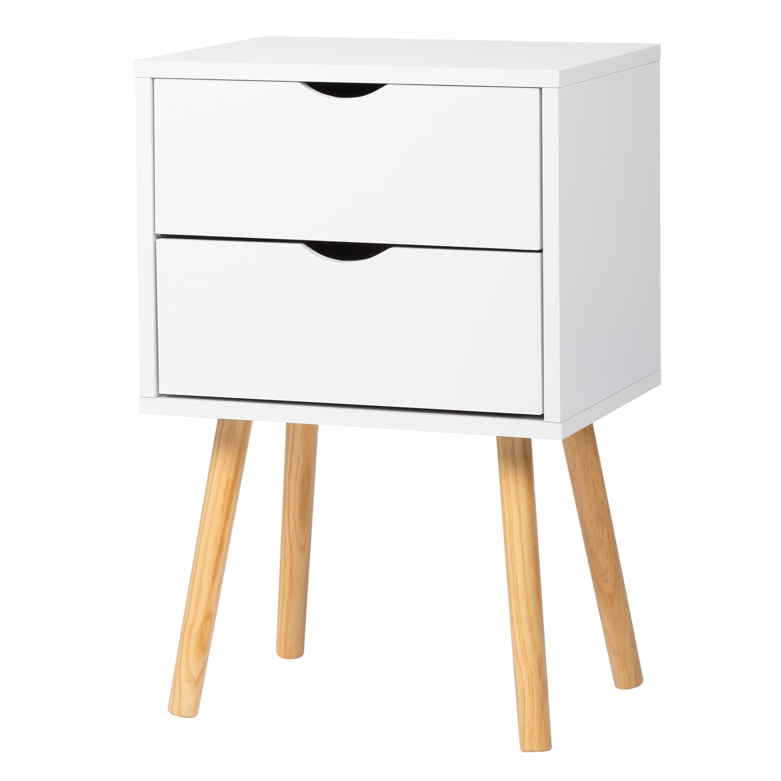 iTopRoad 1PC Nightstand with Two Drawer Bedside Table with Wood ...