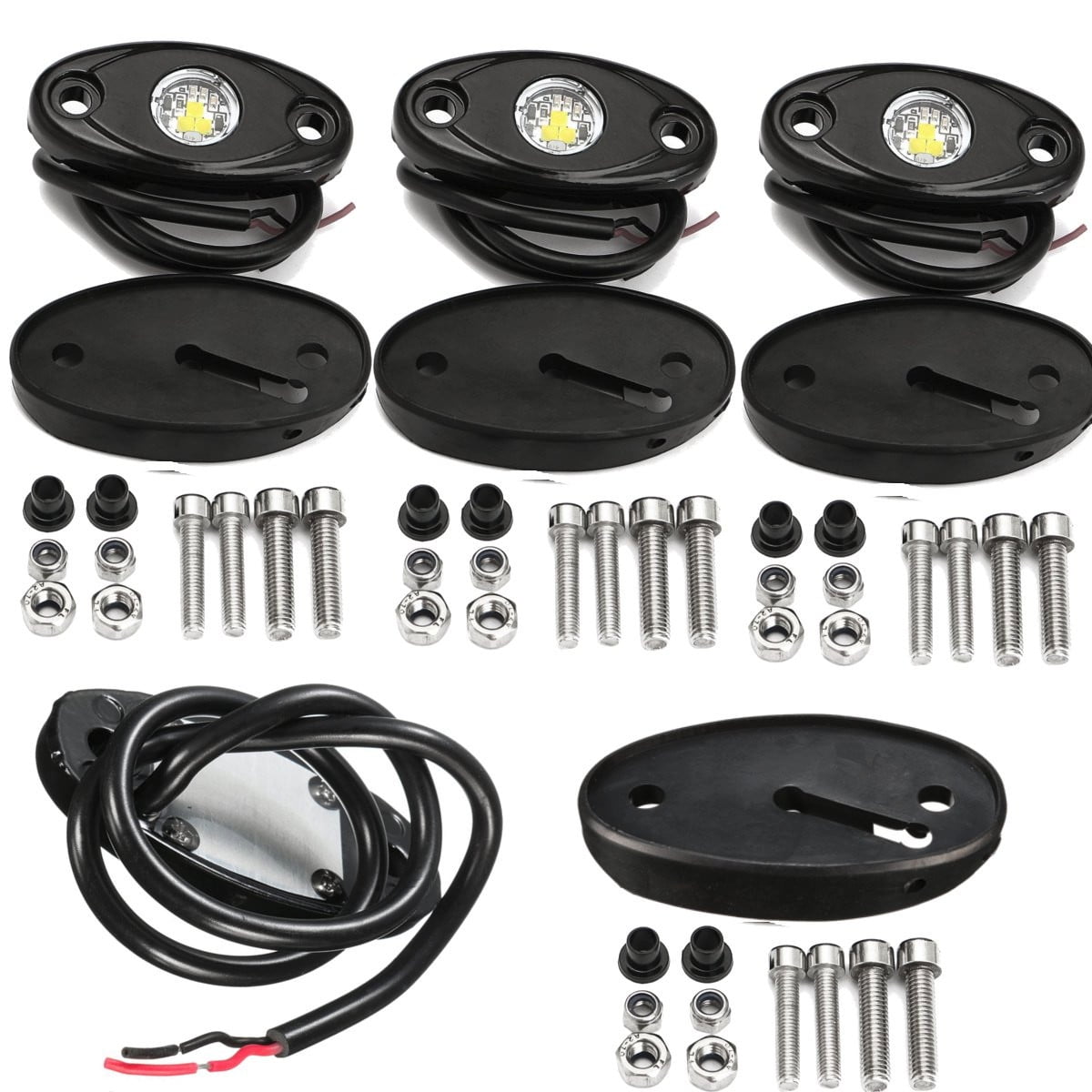 4pcs 9W LED Rock Light Chassis Lights Ship Deck Lamp For JEEP Off Road ...