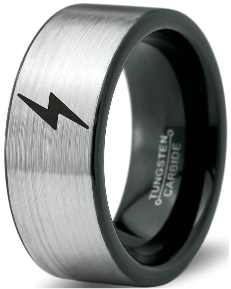 Tungsten Flash Thunder Lightning Bolt Band Ring 8mm Men Women Comfort ...
