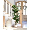 Artificial Fiddle Leaf Fig Tree in White Planter 5ft with 3 Trunks and ...