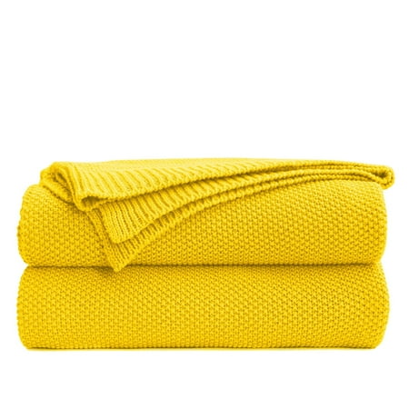 Longhui bedding Lemon Bright Yellow Cotton Cable Knit Throw Blanket for ...