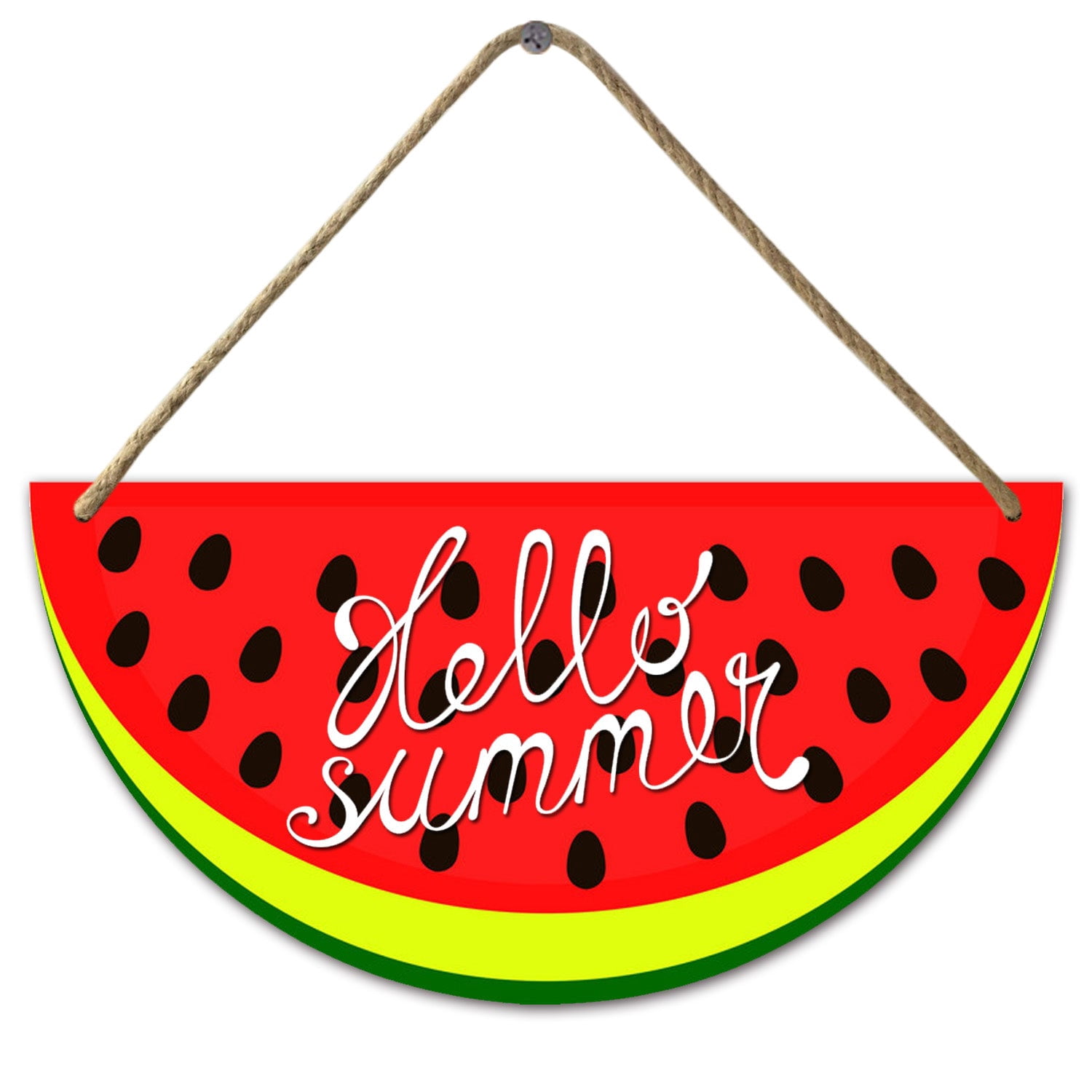 Eveokoki Watermelon Door Sign Hello Summer Door Hanger Wood Front Door ...