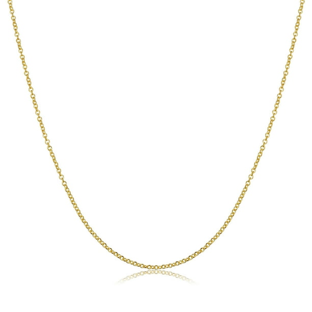 SuperJeweler 14 Karat Yellow Gold 1mm Cable Chain Necklace, 16 inches ...