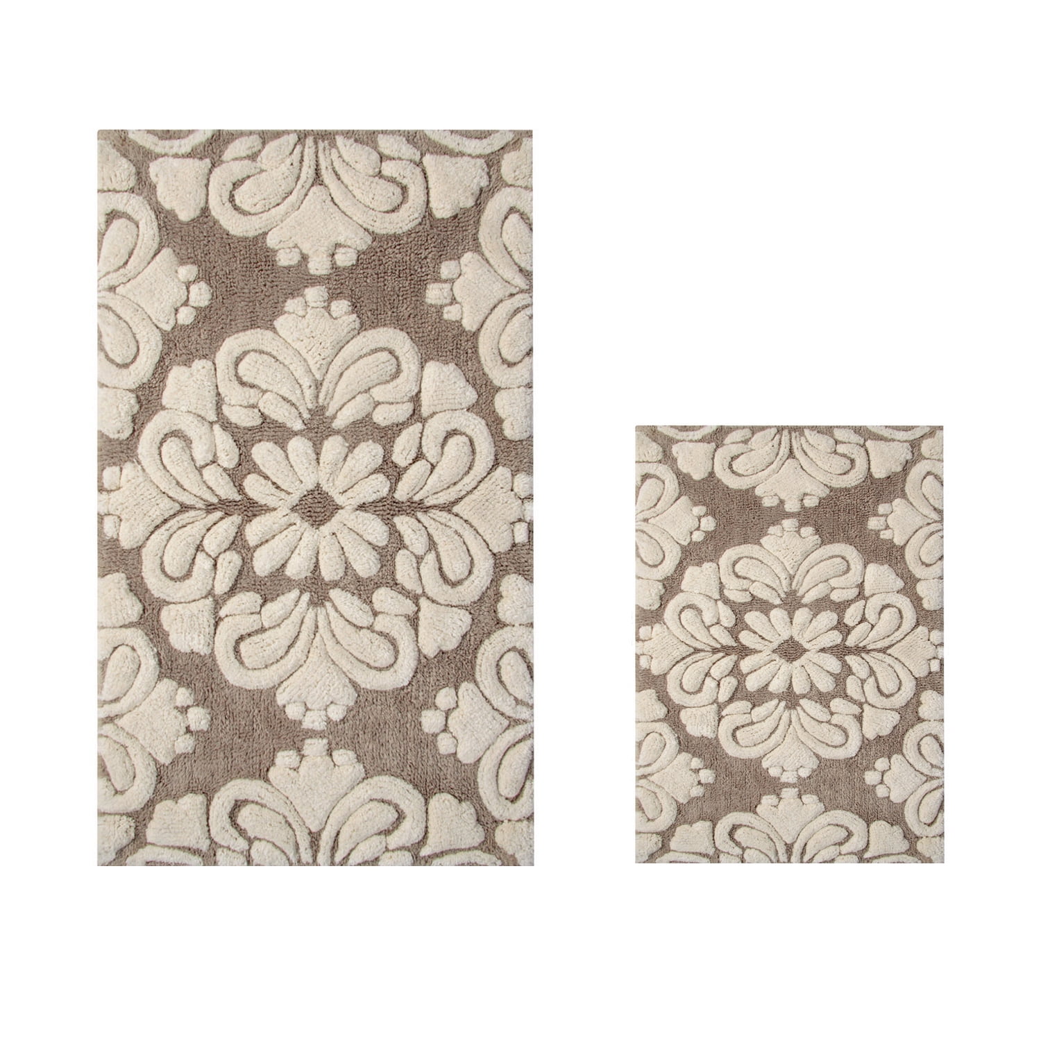 Better Trends Medallion 100% Cotton 2 Piece Bath Rug Set - Beige ...