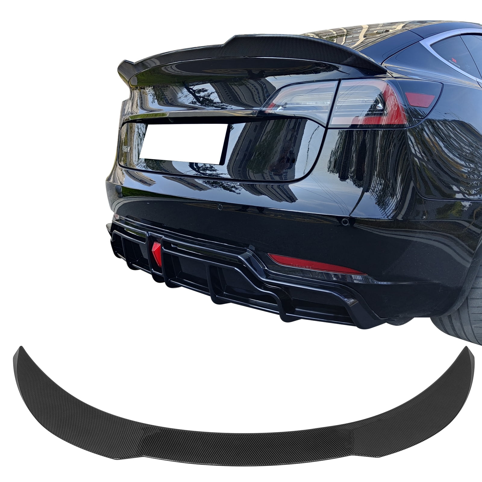 Ikon Motorsports Compatible with 2017-2023 Tesla Model 3, Carbon Fiber ...