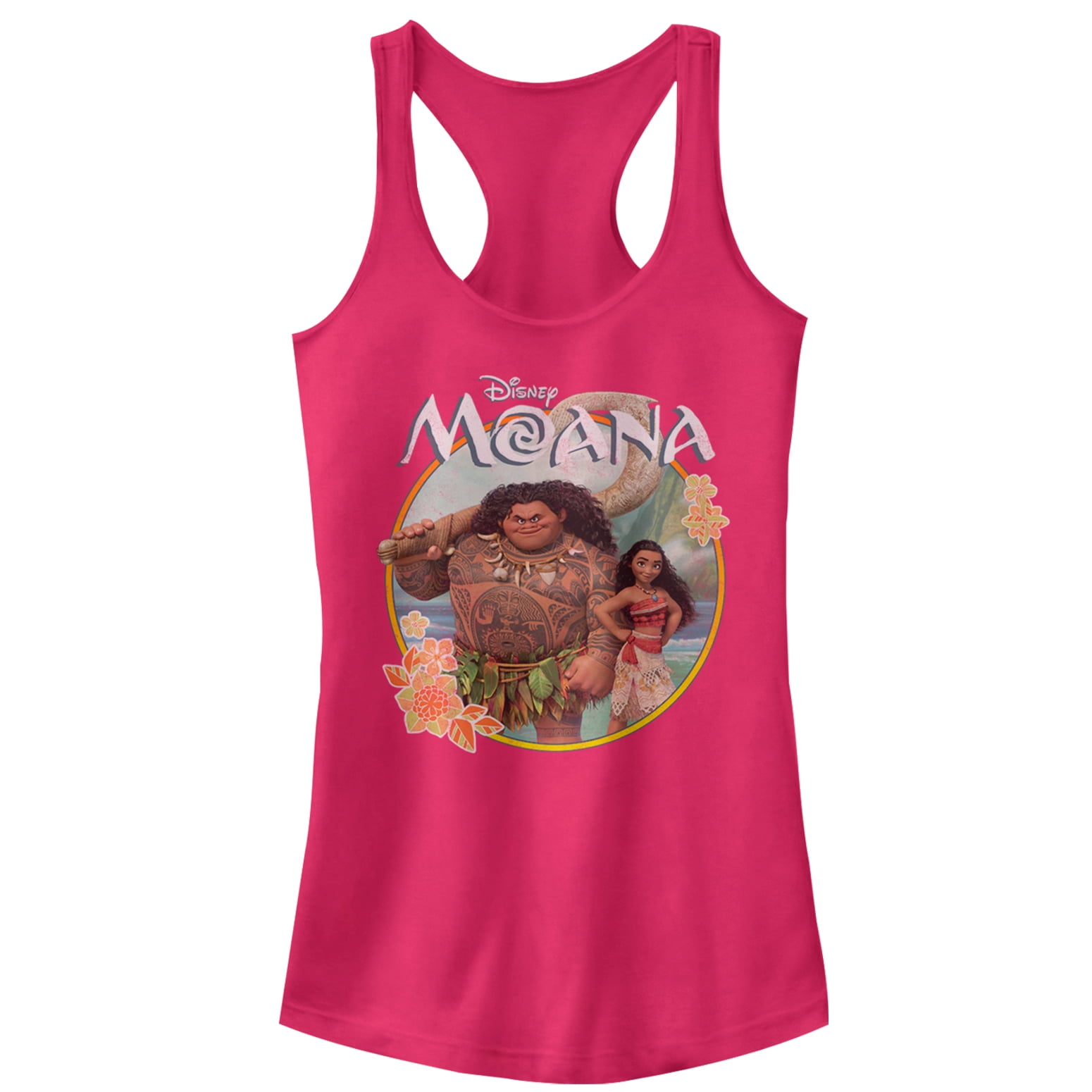 Junior's Moana & Maui Circle Racerback Tank Top Dark Pink Large ...