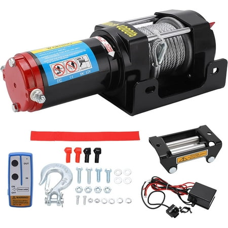 Electric Winch, Stainless Steel ATV Winch with 5.5mmx15m Wire 4000LB ...