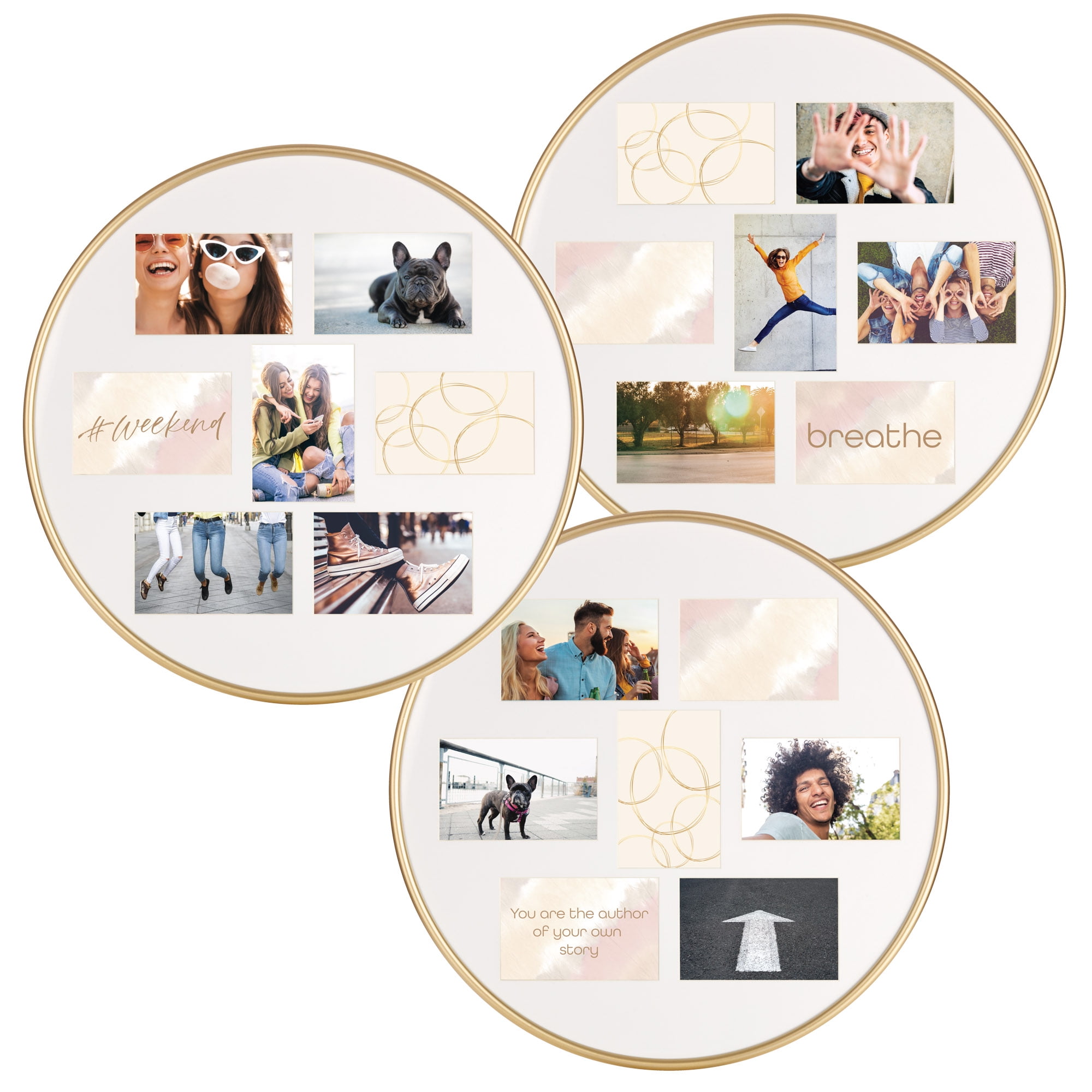 Buy Gallery Solutions Modern Round Collage Picture Frame Sets, Gold ...