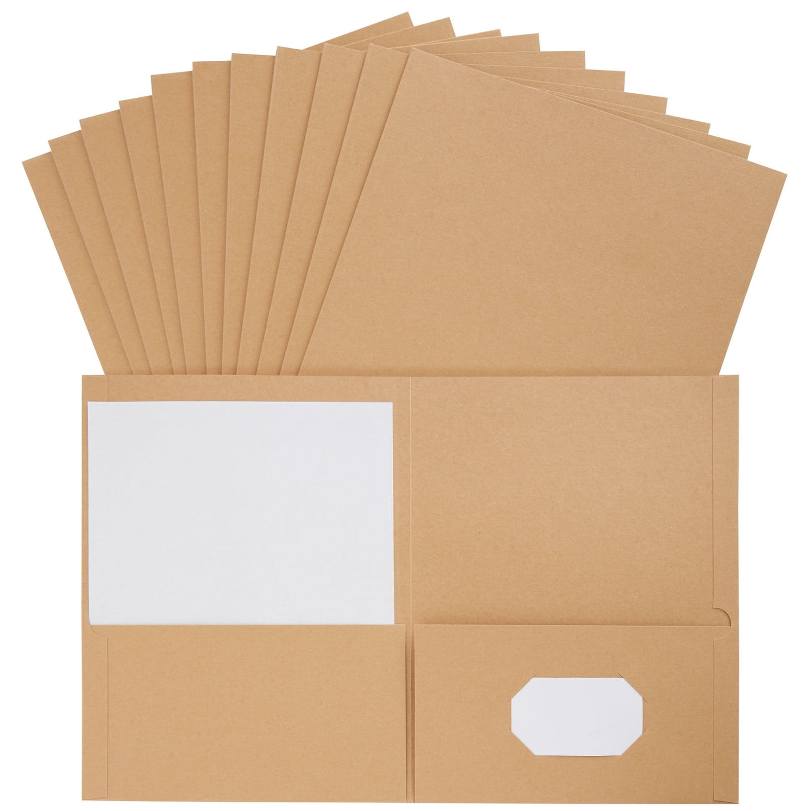 12 Pack Brown 2-Pocket Folders, Letter Size Kraft Paper Material with ...