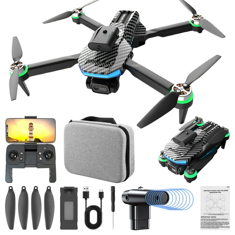 UAEBM Advanced Folding Drone with 2 Cameras Wind Resistance Headless Mode Gesture Control Cool LED Light 4K HD Video Long Battery Life RC