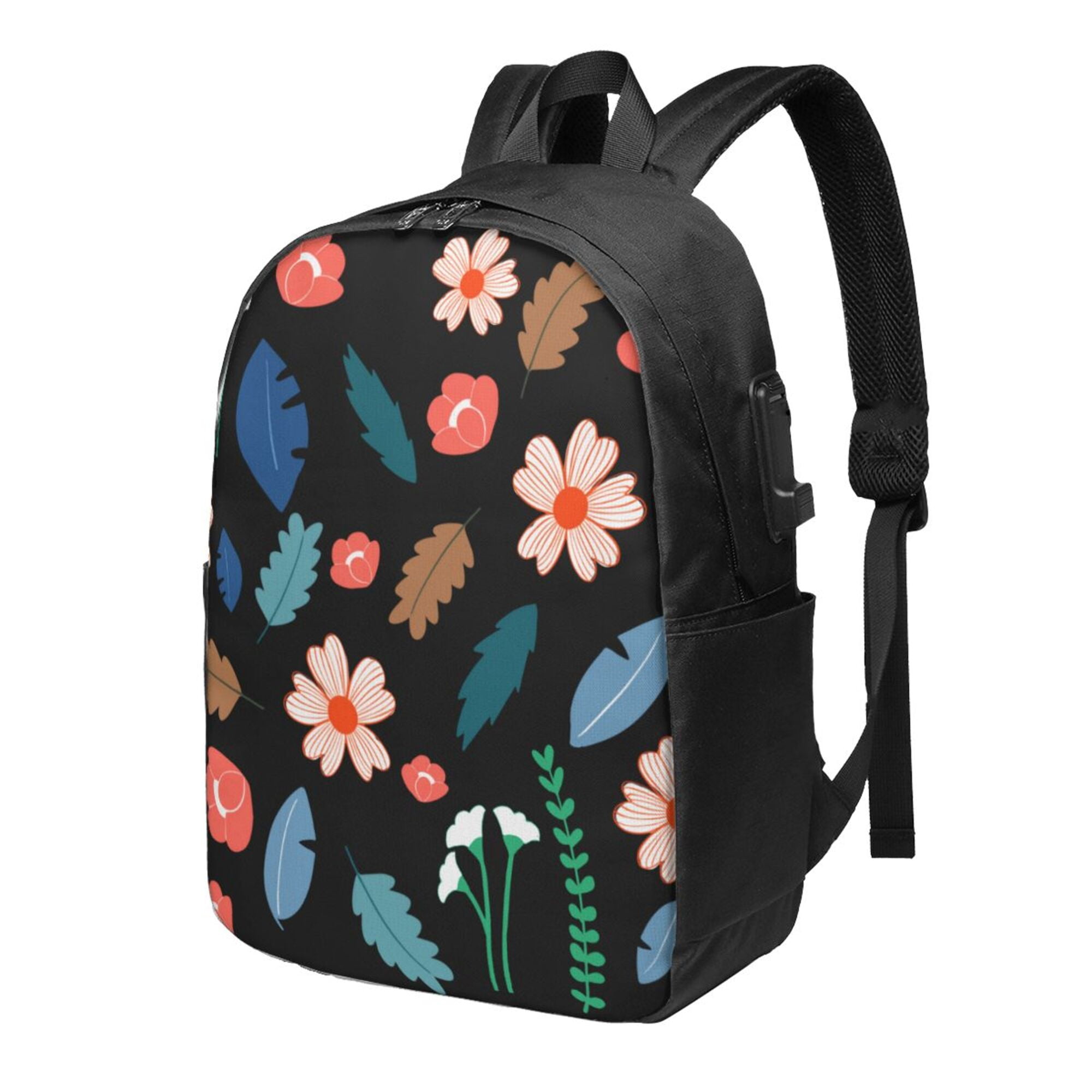 YFYANG 17" Laptop Backpack, Floral Leaf Pattern Fashion Travel Work ...