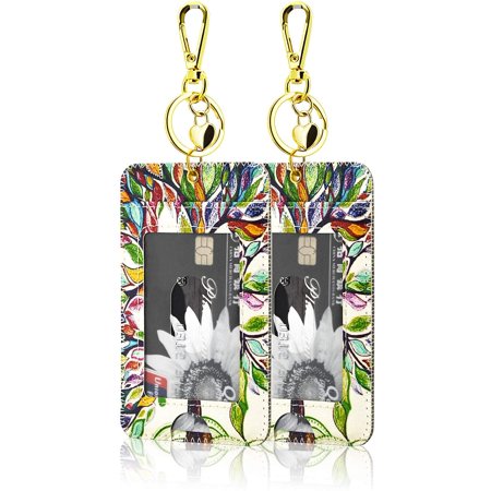 [2 Pack] ID Badge Holder, HTWW ID Badge Clip Key Chain Holder, PU ...