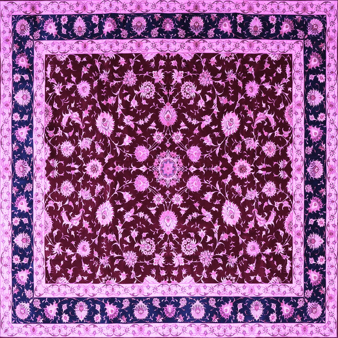 Ahgly Company Indoor Square Persian Purple Traditional Area Rugs, 7 ...