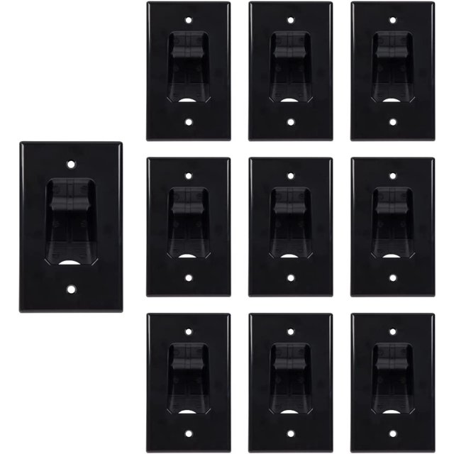 Buyer’s Point Single Gang Pass Through Wall Plate (Black) (10 Pack ...