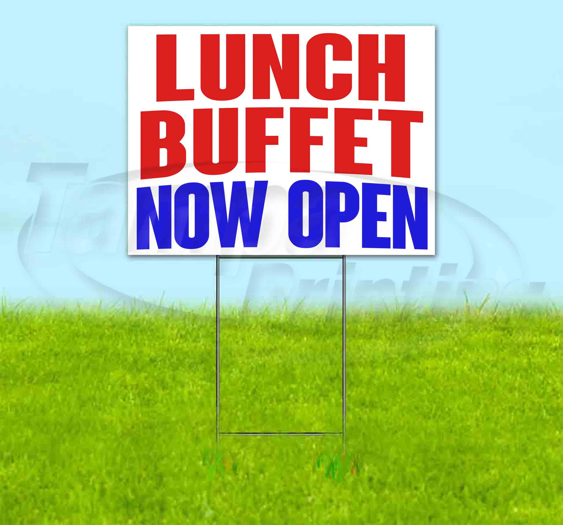 Lunch Buffet Now Open (18" x 24") Yard Sign, Includes Metal Step Stake ...