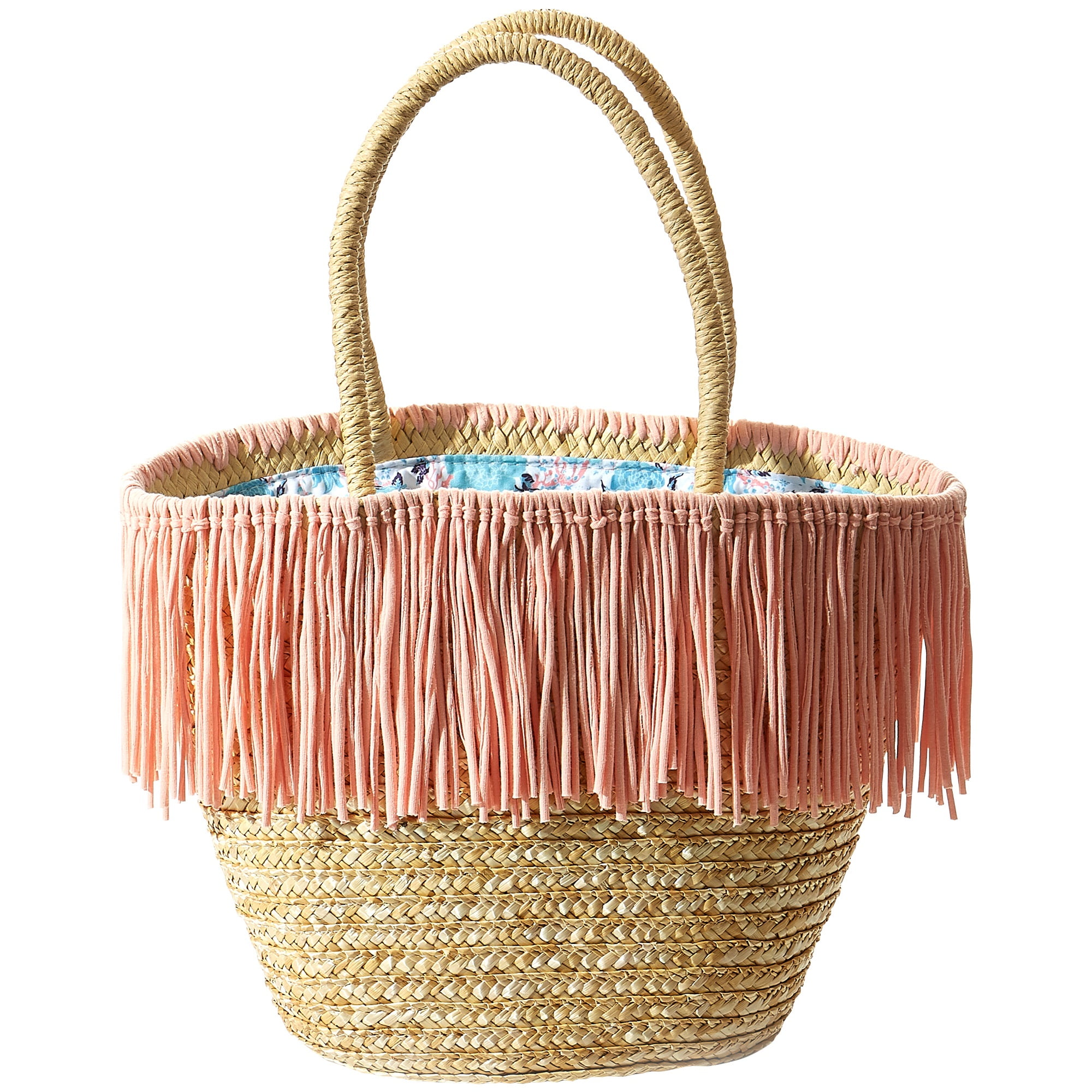 Tickled Pink Maya Pink Fringe Straw Bag - Walmart.com