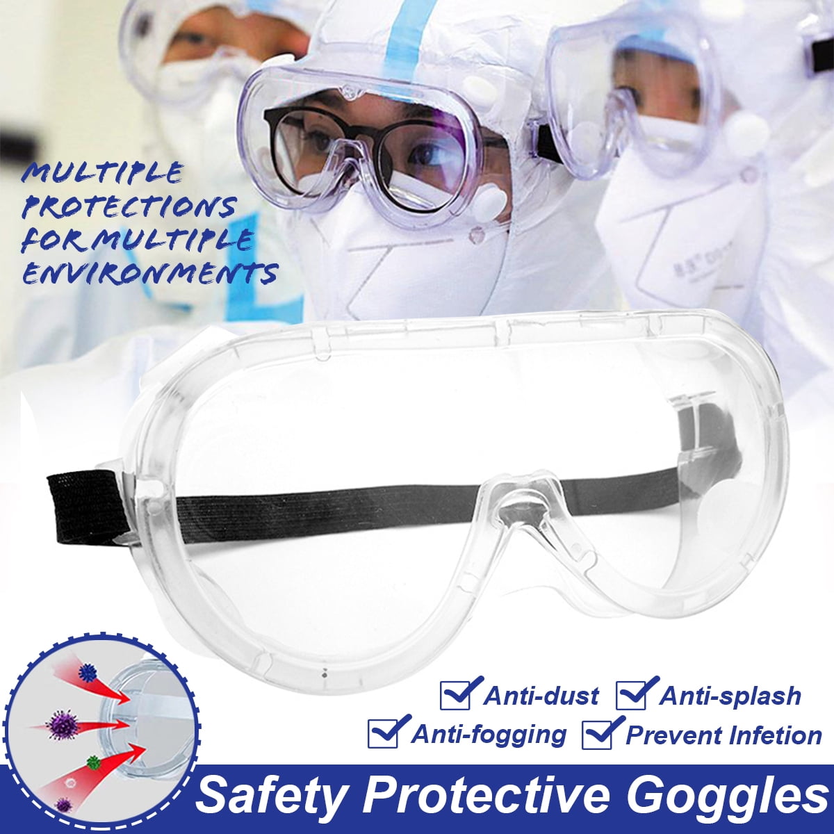 1/2Pcs Medical Goggles Glasses Transparent Dust-Proof Glasses Working ...