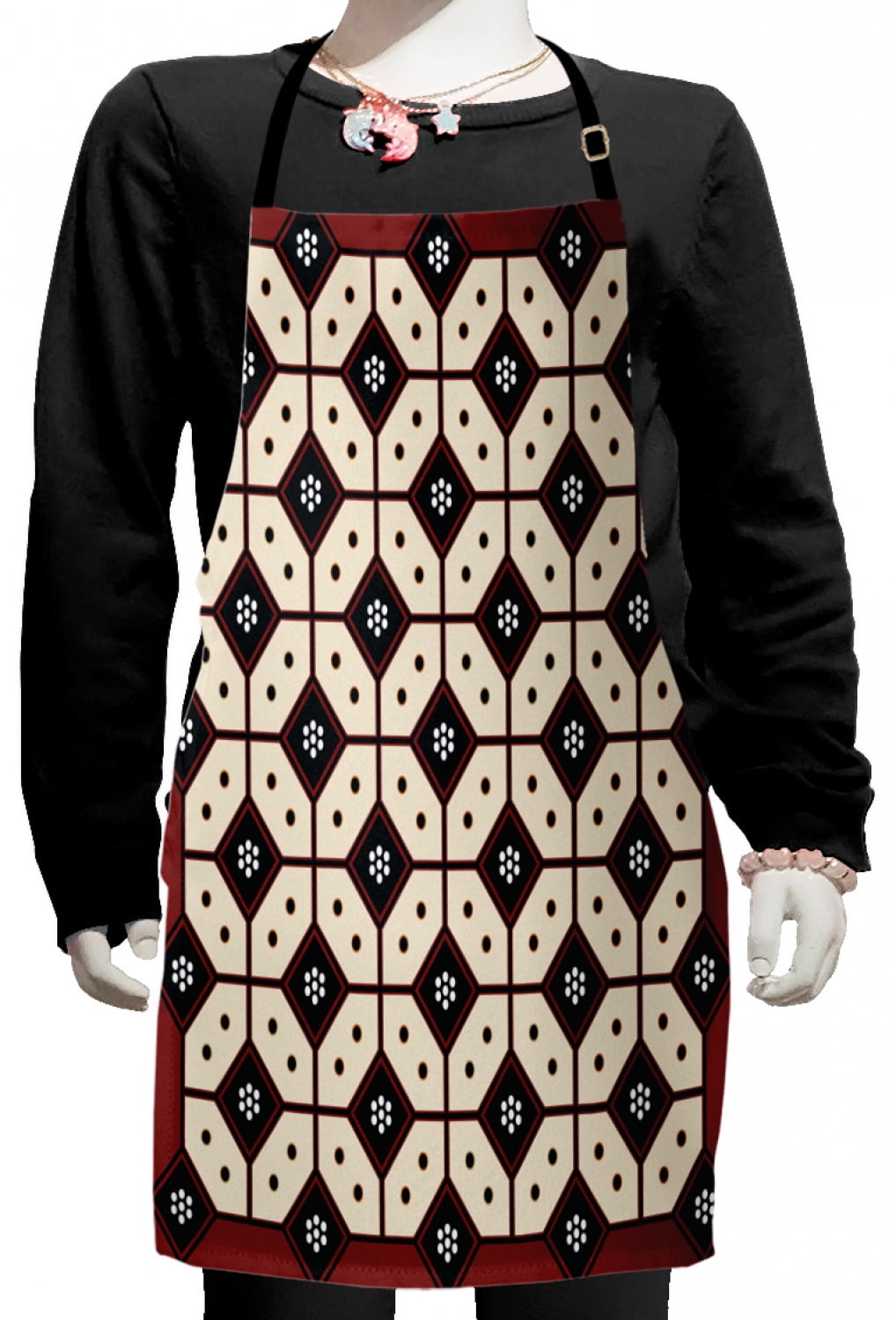 Ethnic Kids Apron, Javanese Batik Pattern Rhombus Mosaic with Dots ...