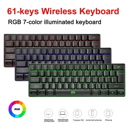 Jinveno G61 61 Keys RGB Backlit Dual Mode Wireless Keyboard Gaming PC ...