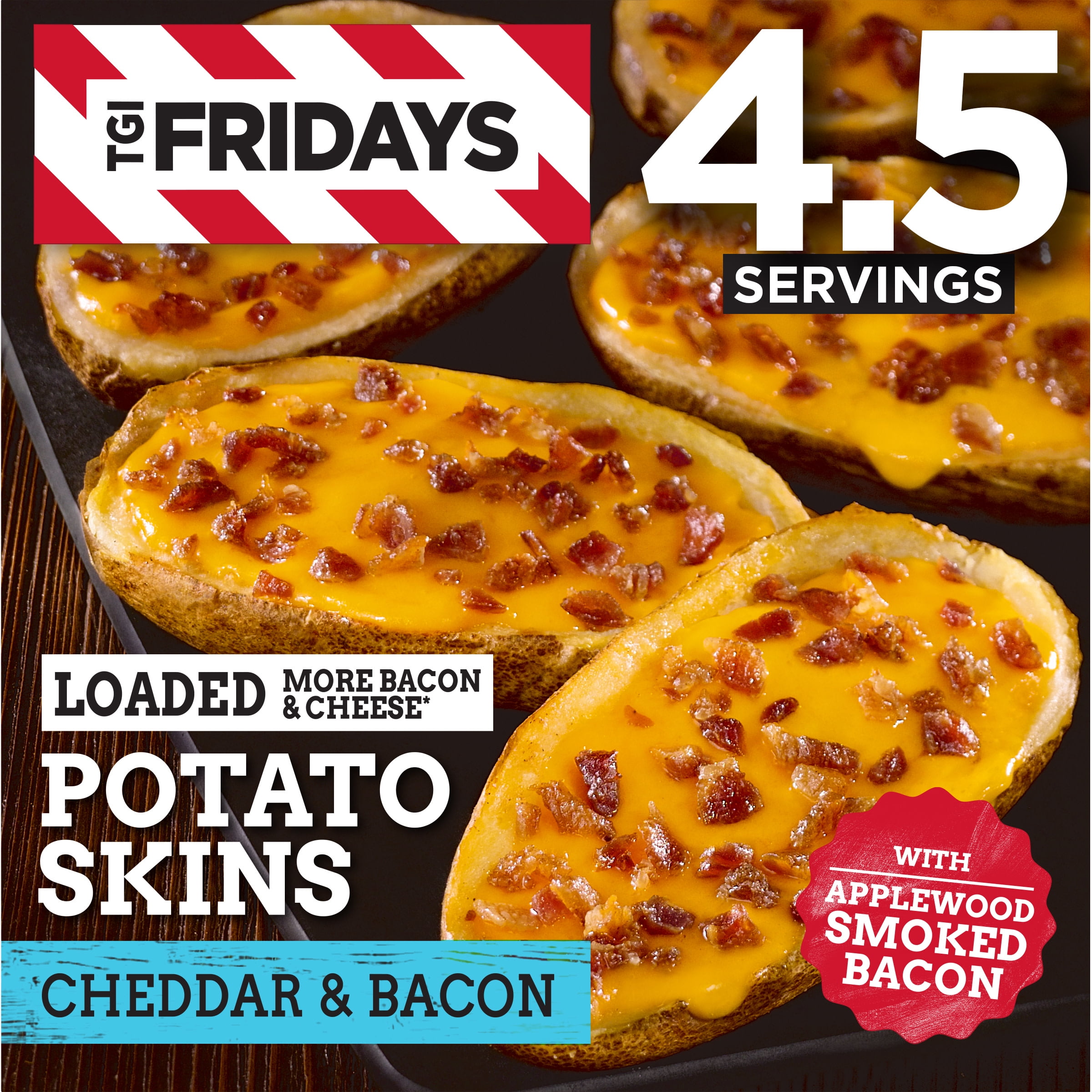 Tgi Fridays Loaded Cheddar And Bacon Potato Skins Frozen Snacks 135 Oz Box
