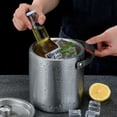 Double-Wall Insulated Stainless Steel Ice Bucket with Lid and Spill ...