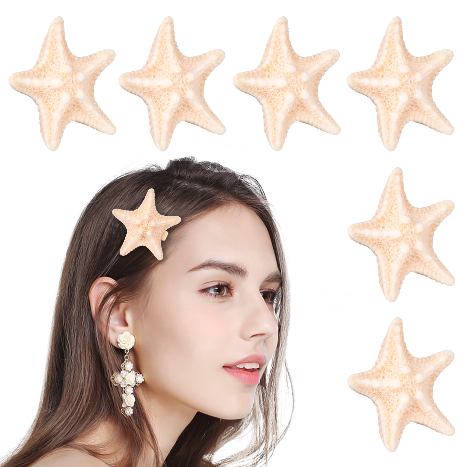 6 pinzas para el pelo con forma de estrella de mar, con temática ...