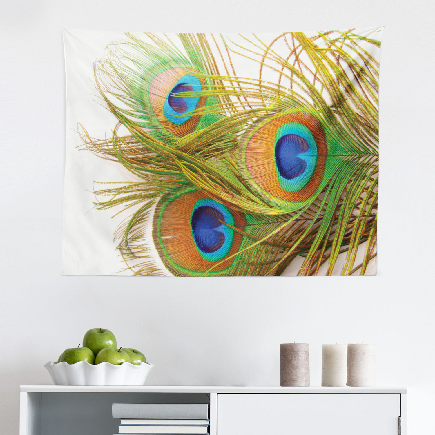 Peacock Tapestry, Peacock Illustration Floral Classical Curvy Design ...