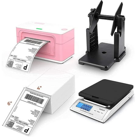 Pink Label Printer with Shipping Scale, Label Holder,Stack of Thermal ...