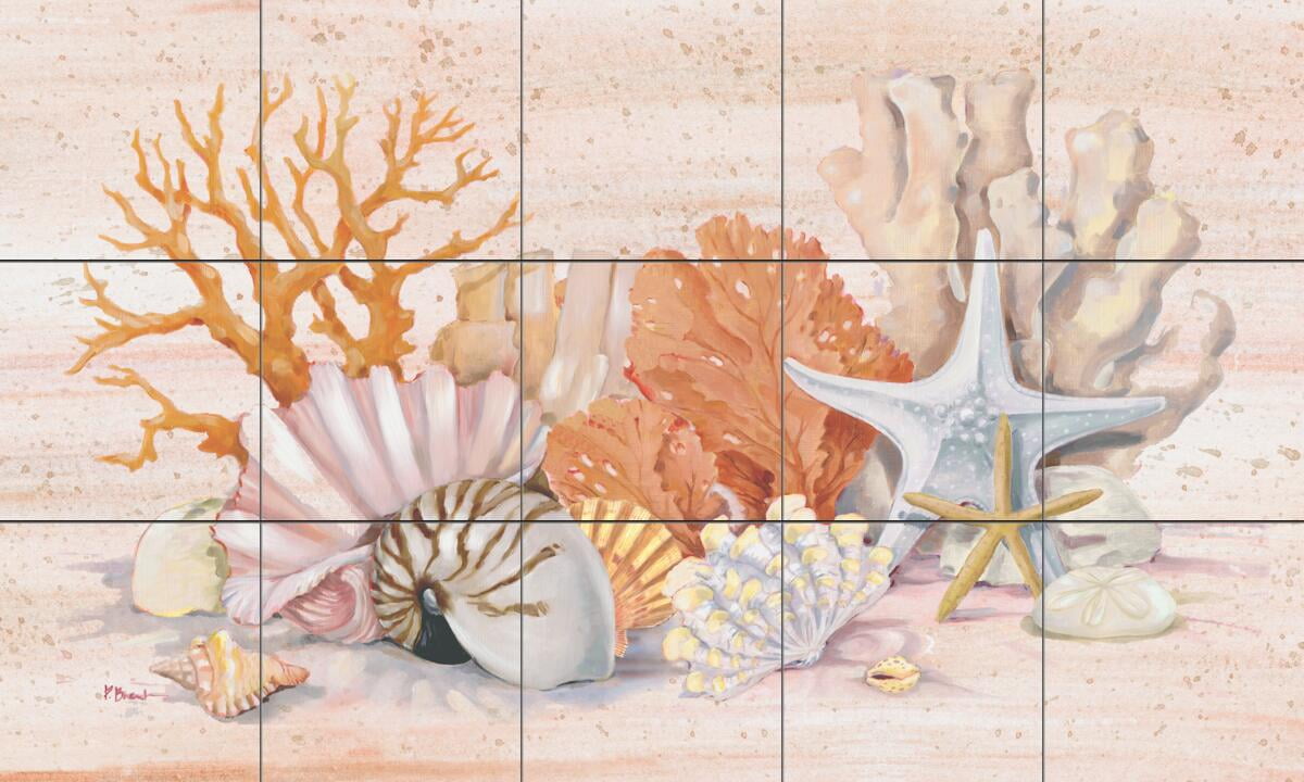 Tile Mural Bathroom Backsplash - Coral Still Life Collage - by Paul ...