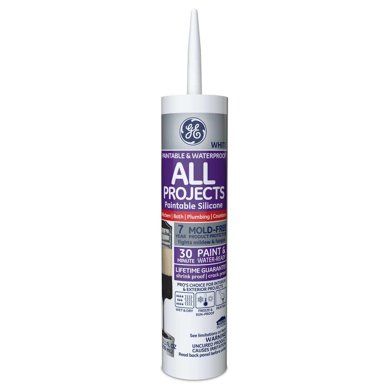 GE All Projects Paintable Silicone, White, 10.10 Oz. - Walmart.com