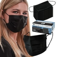 Black Disposable Face Masks, 3-ply Breathable Masks, Elastic Ear Loop ...
