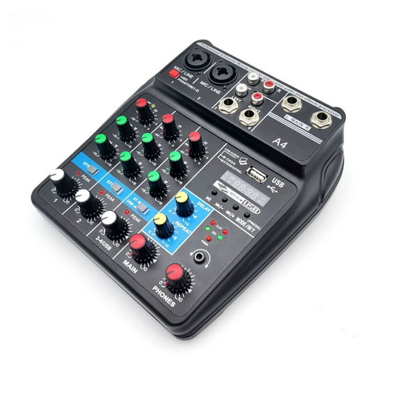 4-Channel Audio Mixer with Bluetooth/USB & 48V Phantom Power – XLR ...
