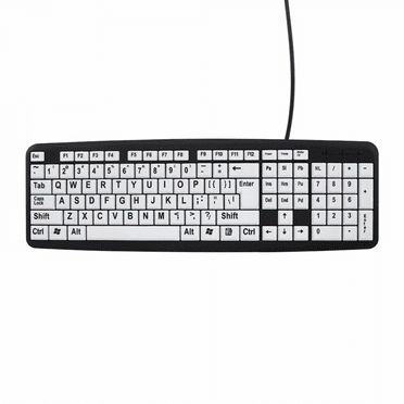 Ezsee Low Vision Keyboard Large White Print Black Keys - Walmart.com