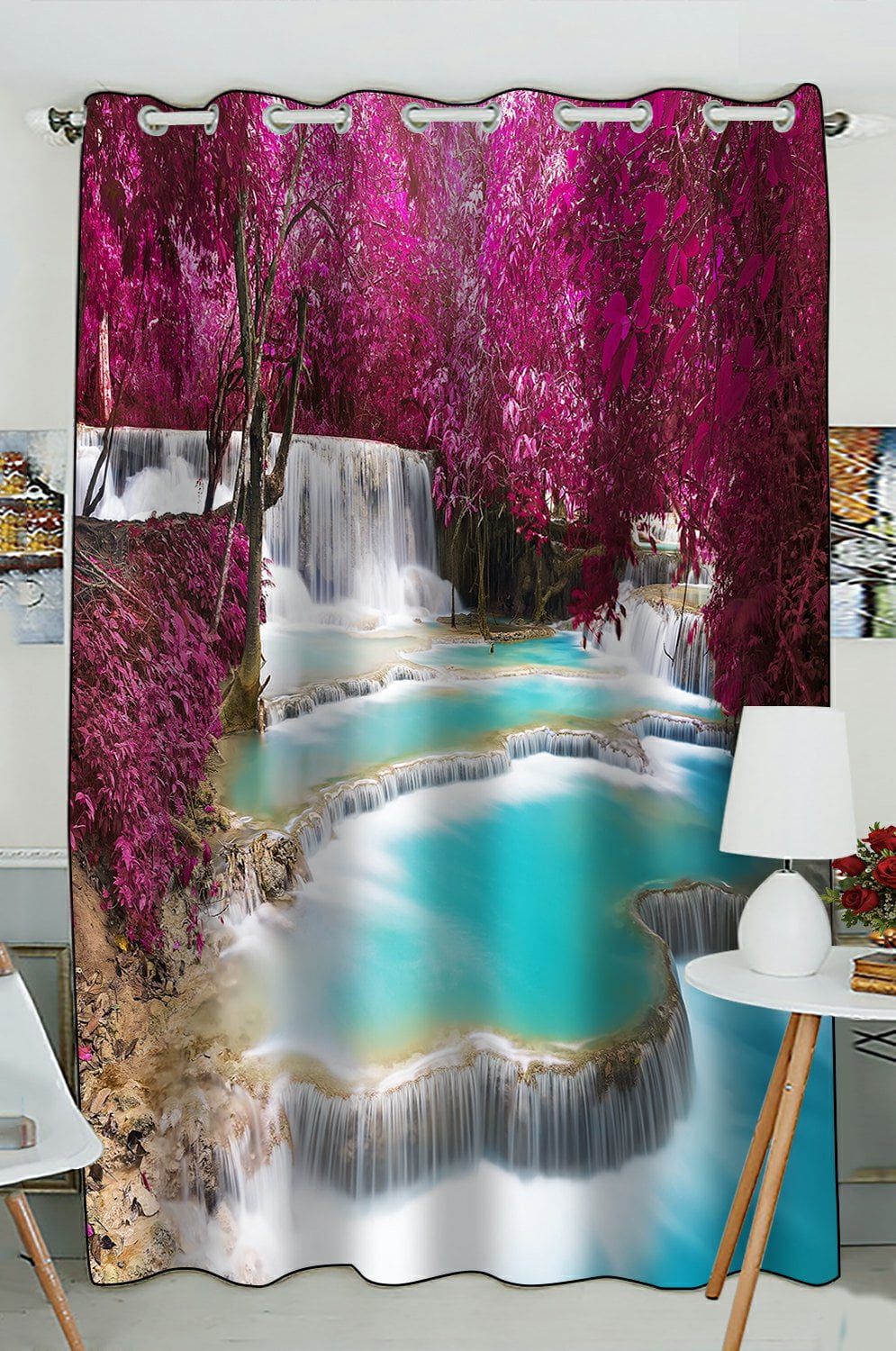 PHFZK Turquoise waterfall mountain in Forest Jungle Nature Scenery ...
