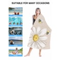 Beach Towel-Summer White Daisy Floral on Linen Microfiber Absorbent ...