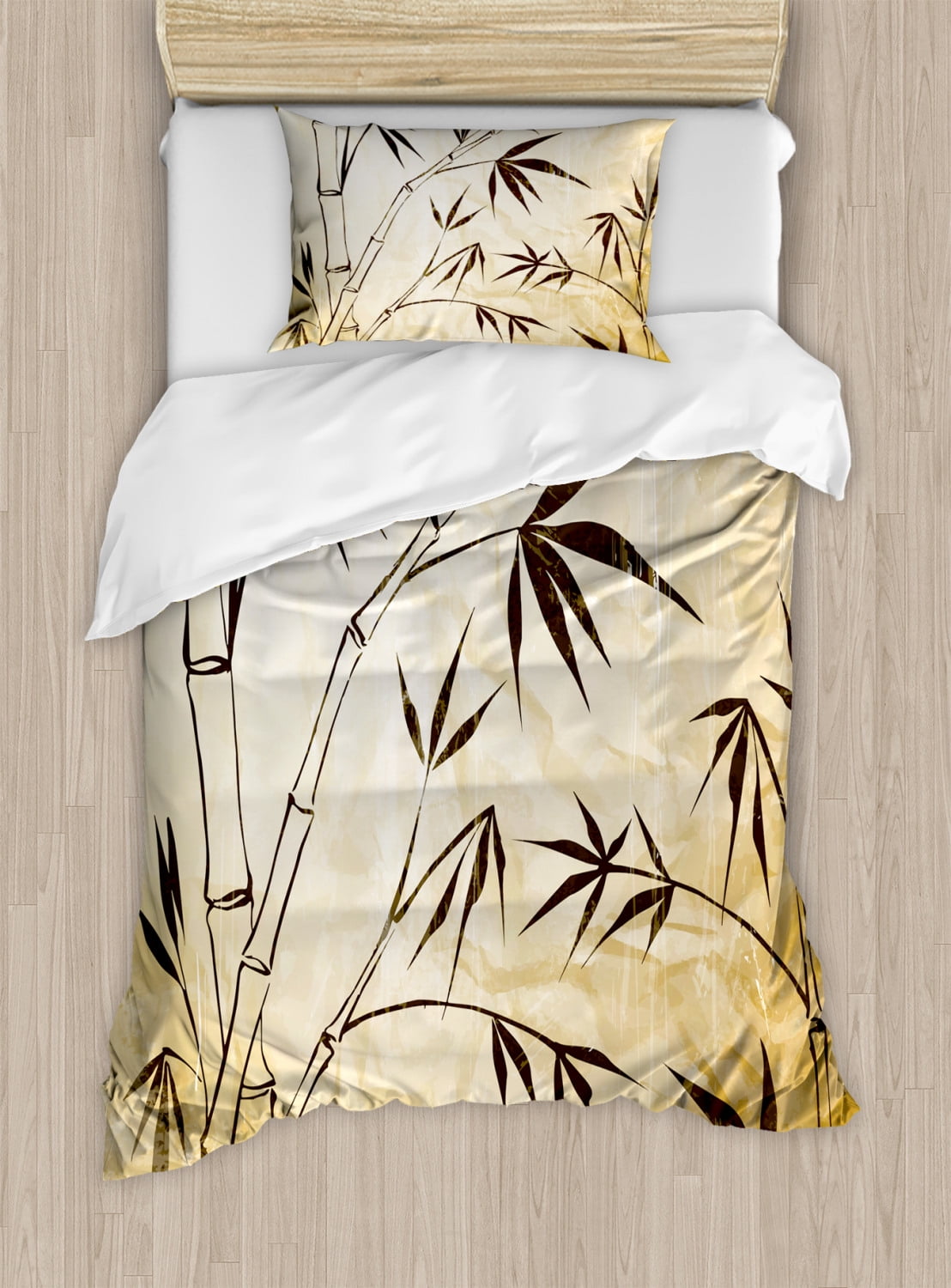 Bamboo Duvet Cover Set Gradient Bamboo Leaves Flexibility Complex Root